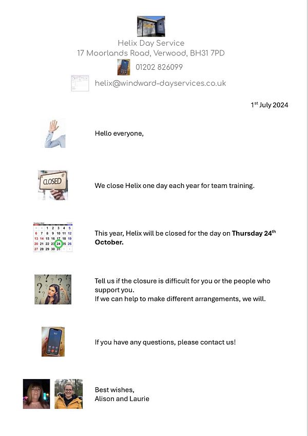 Helix Closure Day | Windward Day Services